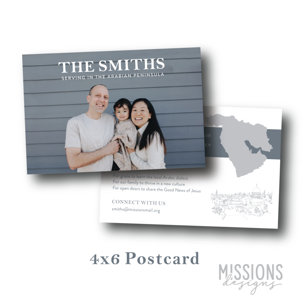 4x6 Serif Font Custom Drawing Prayer Card - Missions Designs